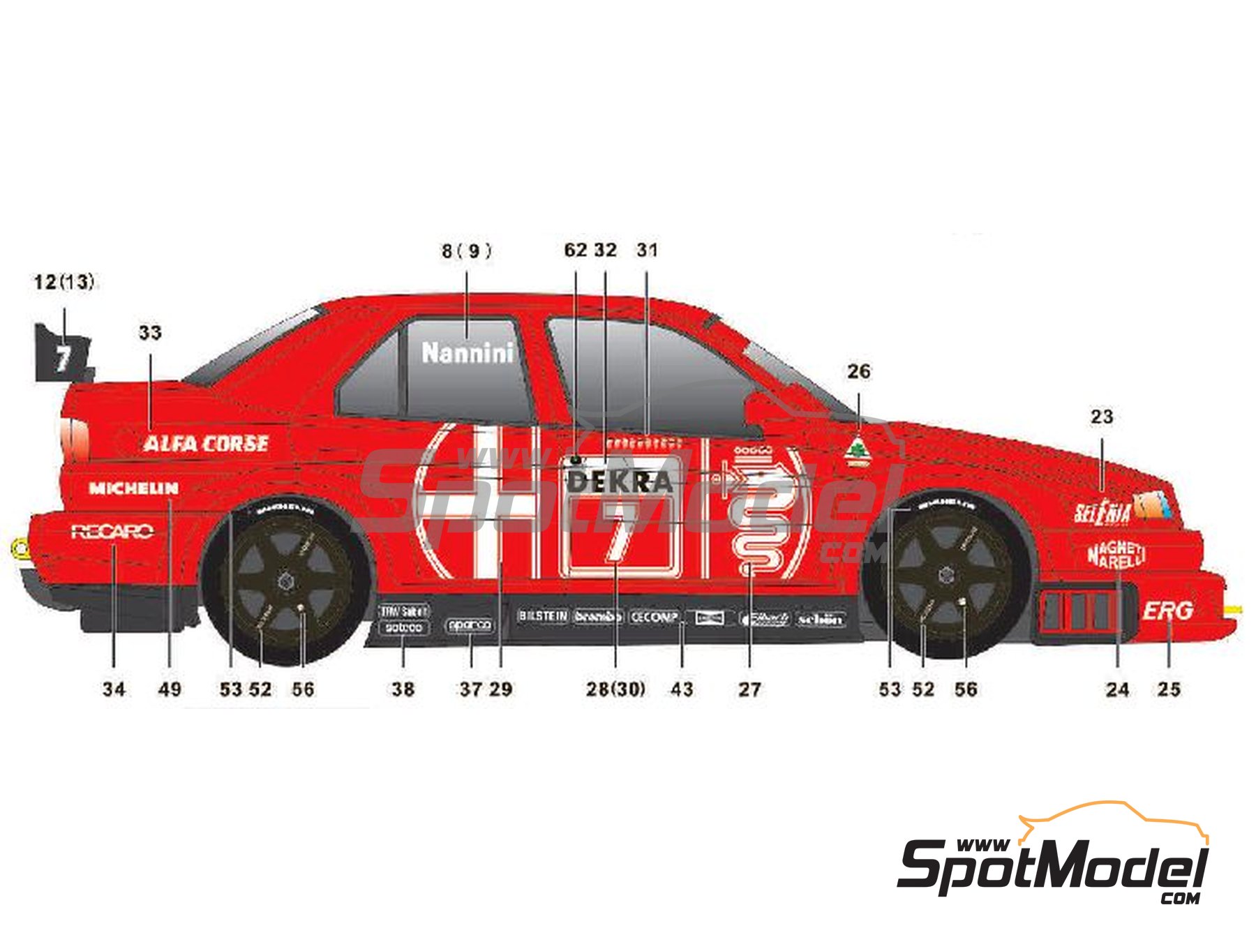 SK Decals SK24128: Marking / livery 1/24 scale - Alfa Romeo 155 V6 TI Alfa Corse Team sponsored ...